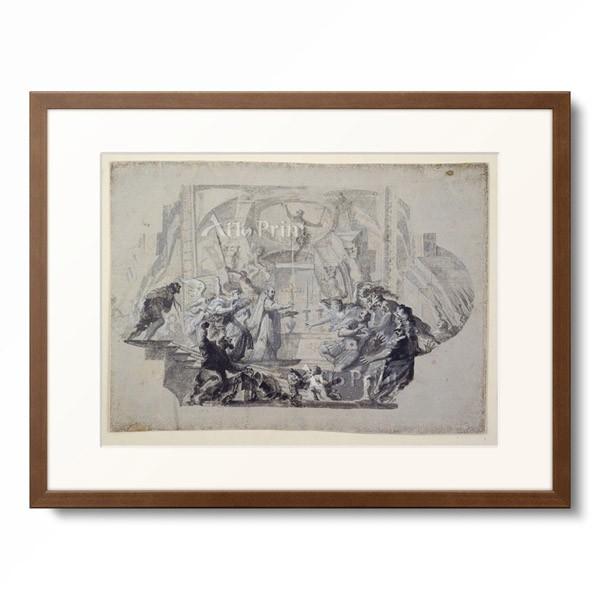 Artist: Asam, Cosmas Damian,1686-1739 Imagetitle: Return of William of Gellone to the Church accompanied by Saint Bernar...