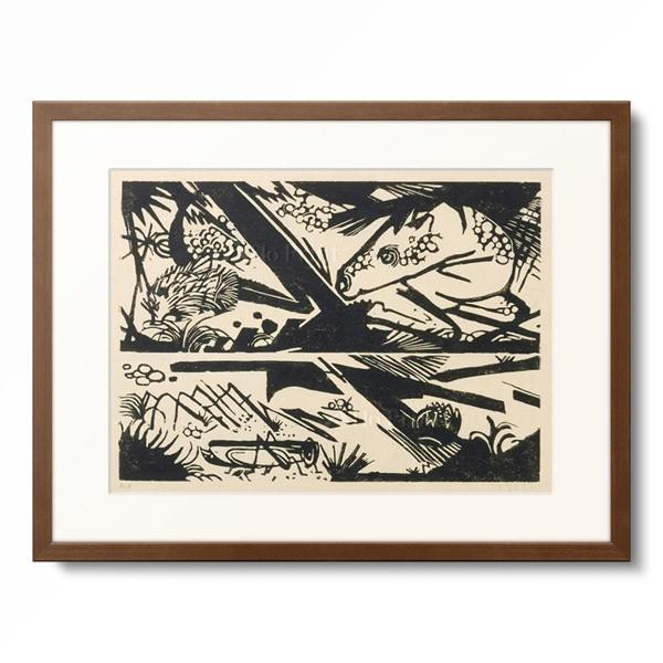 作家名： フランツ・マルク ( 1880年 - 1916年 ) 国籍： ドイツ ジャンル ： ドイツ表現主義Artist: Marc, Franz,1880-1916 Imagetitle: Pferd und Igel. 1913 Dim...