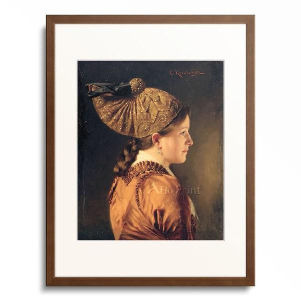 Artist: Kronberger, Carl,1841-1921 Imagetitle: Portrait of a girl wearing a golden bonnet. Dimensions: 17,8 x 14,6 cm Me...