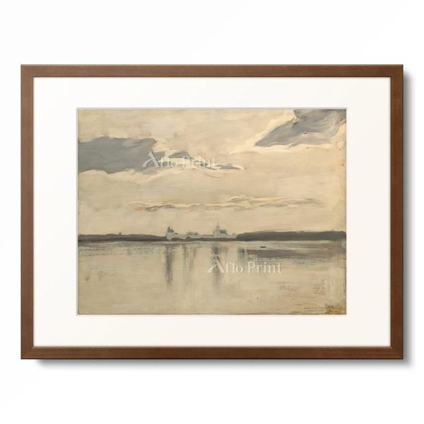 Artist: Lewitan, Isaak Iljitsch,1861-1900 Imagetitle: A monastery on the river (undated). Dimensions: 56,4 x 73 cm Mediu...