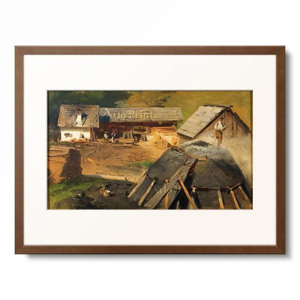 所蔵：クンストパラスト美術館Artist: Rollmann, Julius,1827-1865 Imagetitle: Charcoal Kiln with Huts. 1859 Dimensions: 18,5 x 32,5 cm Me...