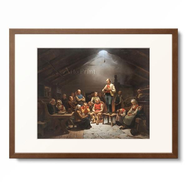 所蔵：クンストパラスト美術館Artist: Tidemand, Adolph,1814-1876 Imagetitle: The Haugeans Praying. 1848 Dimensions: 148 x 183 cm Medium:...