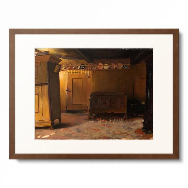 所蔵：クンストパラスト美術館Artist: Kirberg, Otto,1850-1926 Imagetitle: Yellow Living Room in a Farmhouse. Dimensions: 37 x 48 cm Medi...
