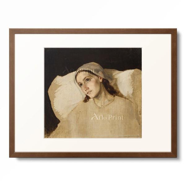 所蔵：クンストパラスト美術館Artist: Sohn, August Wilhelm,1830-1899 Imagetitle: On the Sickbed (study). 1889 Dimensions: 47,7 x 43,5 cm...