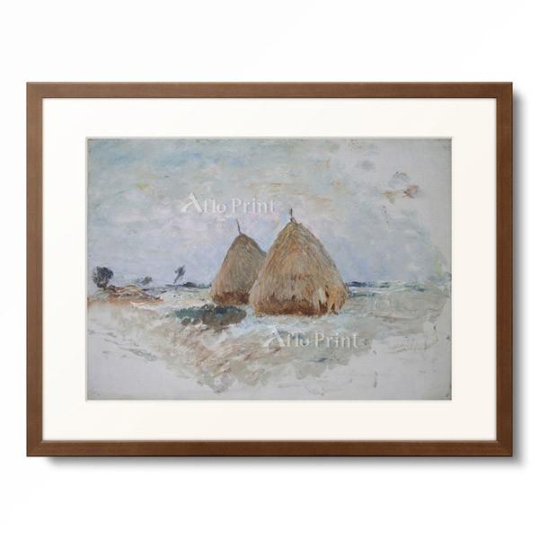 所蔵：クンストパラスト美術館Artist: Jernberg, Olof,1855-1935 Imagetitle: Two Haystacks in the Fields. Dimensions: 35,2 x 49,5 cm Mediu...