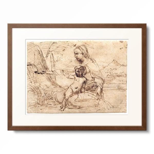 所蔵：クンストパラスト美術館Artist: Carracci, Annibale,1560-1609 Imagetitle: Madonna with child, scooping water. Around 1606 Dimension...