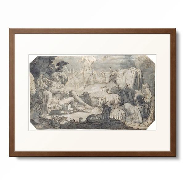 所蔵：クンストパラスト美術館Artist: Wtewael, Joachim Antonisz,1566-1638 Imagetitle: Shepherds in the fields. Dimensions: 19,5 x 32,8 c...