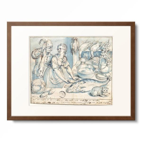 所蔵：クンストパラスト美術館Artist: Harlingen, Pieter Feddes van,1586-1623 Imagetitle: Kitchen scene or The Proposal. Dimensions: 23,7...