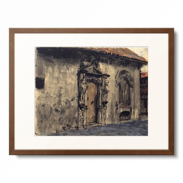 所蔵：クンストパラスト美術館Artist: Menzel, Adolph von,1815-1905 Imagetitle: Exterior Wall of a House and Renaissance Portal. 1853 Dim...