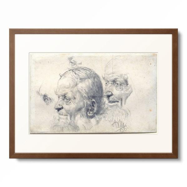 所蔵：クンストパラスト美術館Artist: Menzel, Adolph von,1815-1905 Imagetitle: Studies of an old man's head and eyes. 1866 Dimensions: 1...