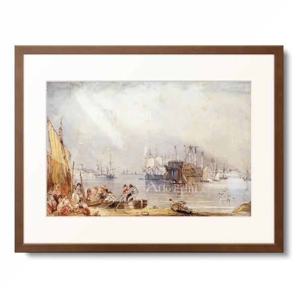 Artist: Shepherd, George Sidney,1784-1862 Imagetitle: Portsmouth Harbour from Gosport Dimensions: 17.3 x 26.2 cm Medium:...