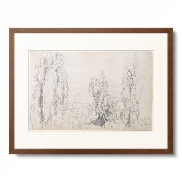 所蔵：クンストパラスト美術館Artist: Preller, Friedrich,1804-1878 Imagetitle: Cypresses near the Villa d'Este in Tivoli. Dimensions: 13...