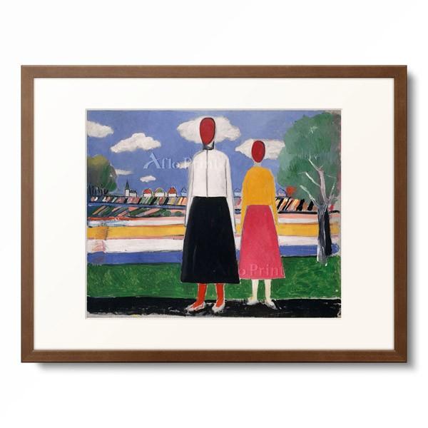 Artist: Malewitsch, Kasimir,1878-1935 Imagetitle: Two Figures in a Landscape. Circa 1931/32. Dimensions: 48 x 58,5 cm Me...