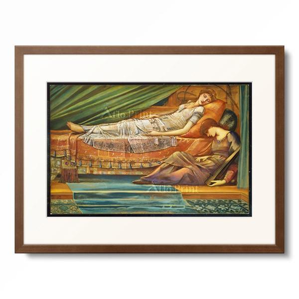 Artist: Burne-Jones, Sir Edward,1833-1898 Imagetitle: The Sleeping Princess. Circa. 1886-88. Dimensions: 149 x 97 cm Med...