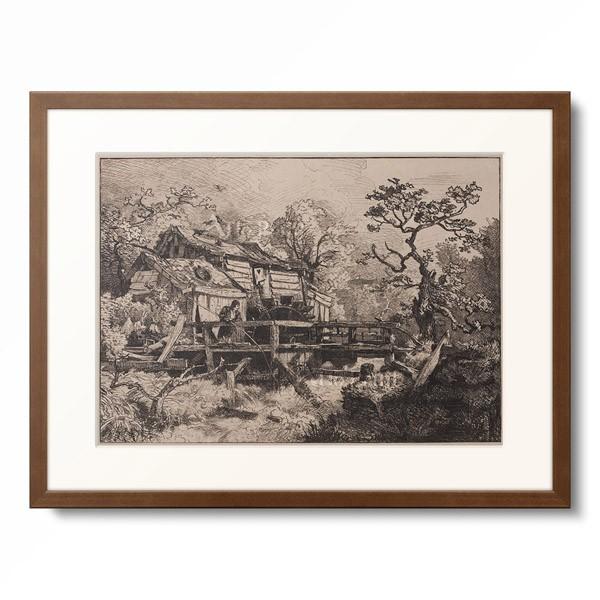 所蔵：クンストパラスト美術館Artist: Achenbach, Andreas,1815-1910 Imagetitle: Angel auf dem Muhlenwehr (oder: Wassermuhle). Medium: Etc...