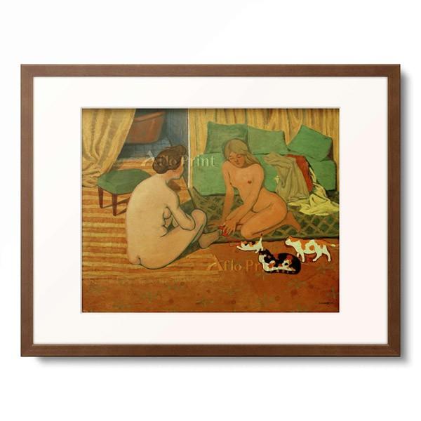 作家名： フェリックス・ヴァロットン　( 1865年 - 1925年 ) タイトル：猫と裸婦国籍： スイス ジャンル：ナビ派    Women and cats/Vallotton, Felix./Swiss painter, 1865-1...