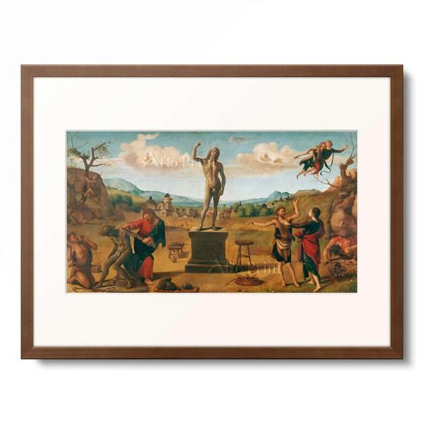 Piero di Cosimo1461/62-1521."Darstellung aus der Prometheus-Sage",um 1510/20.(Die von Prometheus aus Ton geformte Figur ...
