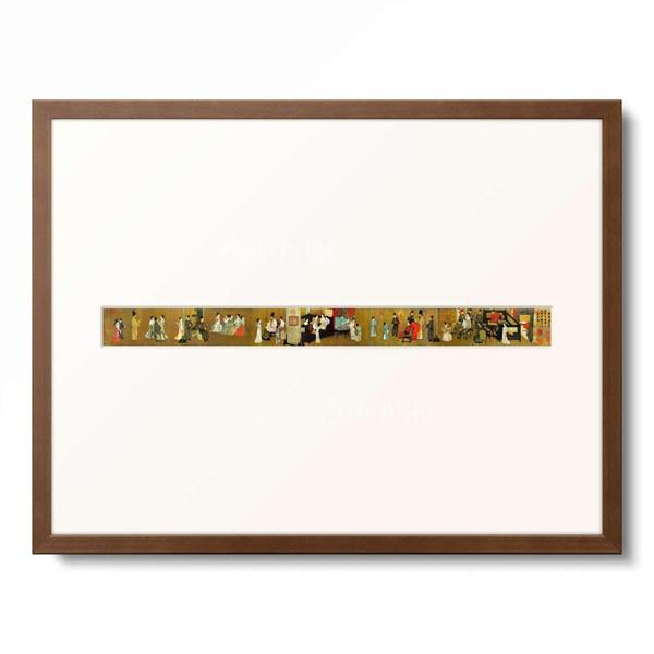 The Night Revels of Han Xizai' is a painted scroll depicting Han Xizai, a minister of the Southern Tang Emperor Li Yu (9...