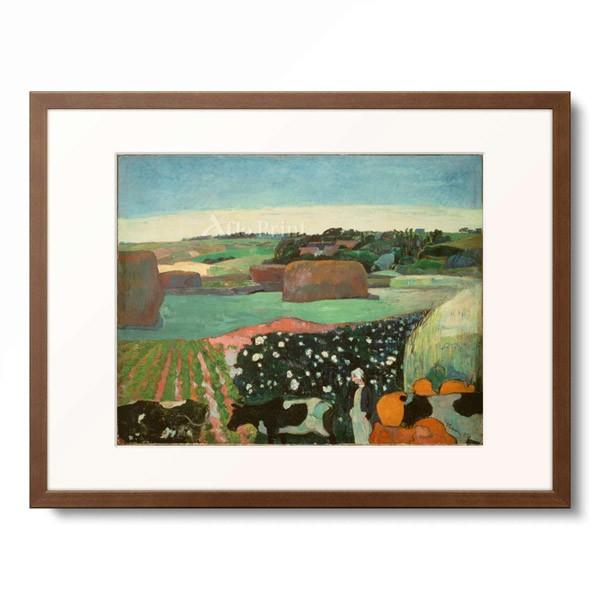 フランスの画家 ジャンル:  ポスト印象派Gauguin, Paul, 1848-1903."Breton landscape with haystack", 1890.Oil on canvas, 74.3 × 93.6cm.Donati...