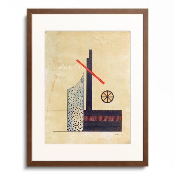 Moholy-Nagy, Laszlo 1895-1946."Komposition mit Rad" (Composition with wheel), 1921.Ink, watercolour on paper,40,4 × 30.6...