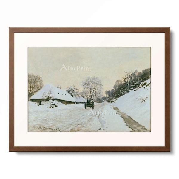 フランスの画家ジャンル: 印象派 Monet, Claude 1840-1926."La charrette. Route sous la neige-Honfleur" (The Cart. Route in the Snow, near...