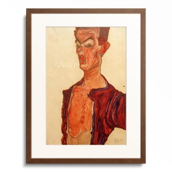 Schiele, Egon,1890 - 1918,Austrian painter."Selbstdarstellung, grimassierend" (Self-portrait, pulling a face), 1910.Char...