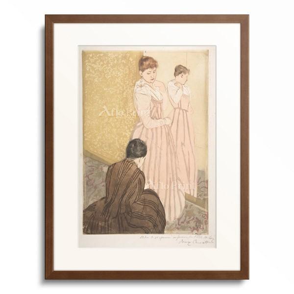 Cassatt, Mary 1844-1926.The Fitting, Print, ca. 1890-1891.Drypoint and aquatint, printed in color from three plates; sev...