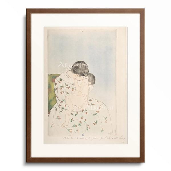 Cassatt, Mary 1844-1926.Mother's Kiss, Print, ca. 1890-1891.Drypoint and aquatint, printed in color from two plates; fif...