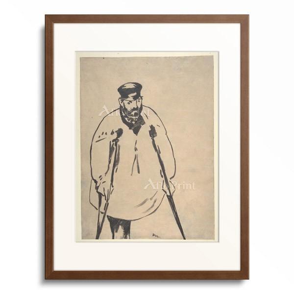 Manet, Edouard 1832-1883.A Man on Crutches, Drawing, 1878.Brush and lithographic ink on transfer paper, 27.1 × 19.7 cm.I...