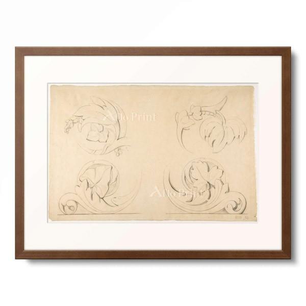 Seurat, Georges 1859-1891.Architectural Motifs: Four Rinceaux, Drawing, ca. 1870-1880.Black chalk, 31.7 × 48.7 cm.Inv. N...