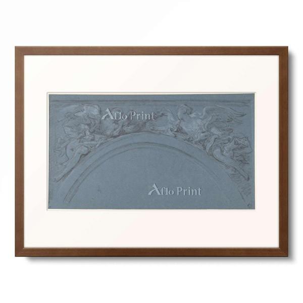 Boucher, Francois 1703-1770.Design for two spandrels with winged figures, Drawing, ca. 1720-1770.Black and white chalk o...