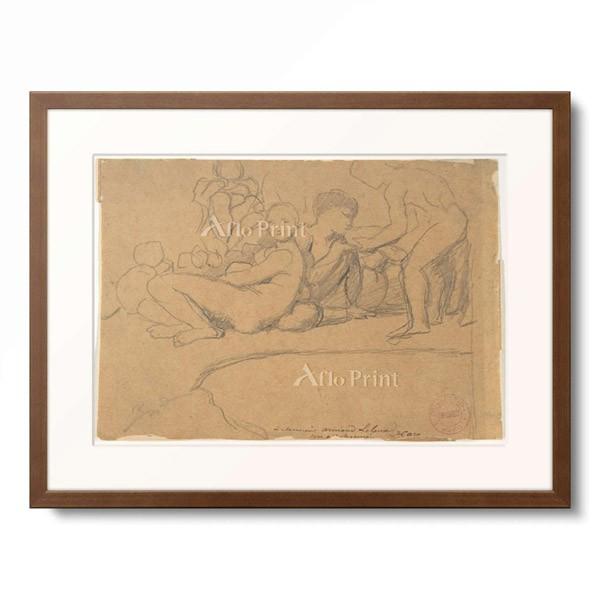 Ingres, Jean Auguste Dominique 1780-1867.Nude Figures for L'Age d'Or, Chateau de Dampierre, Drawing, ca. 1790-1867.Graph...