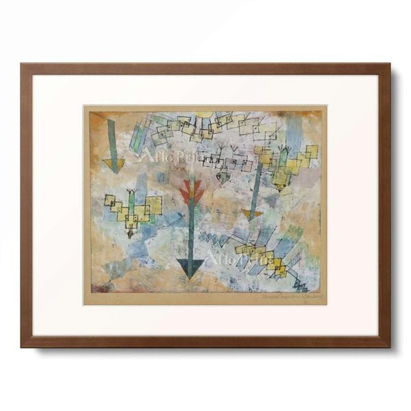 Klee, Paul 1879-1940.Birds Swooping Down and Arrows, Drawing, 1919.Watercolor and transferred printing ink on gesso on p...