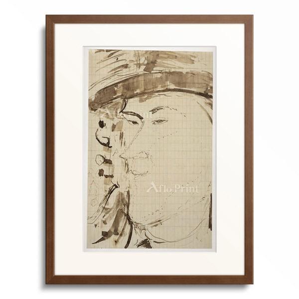 Modigliani, Amedeo 1884-1920.Portrait of the Sculptor Pablo Gargallo, Drawing, ca. 1914-1915.Pen and ink with wash on gr...