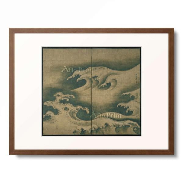 所蔵: メトロポリタン美術館Korin 1658-1716.Rough Waves, Folding screen, ca. 1694-1719.Edo period (1615-1868).Two-panel folding screen...