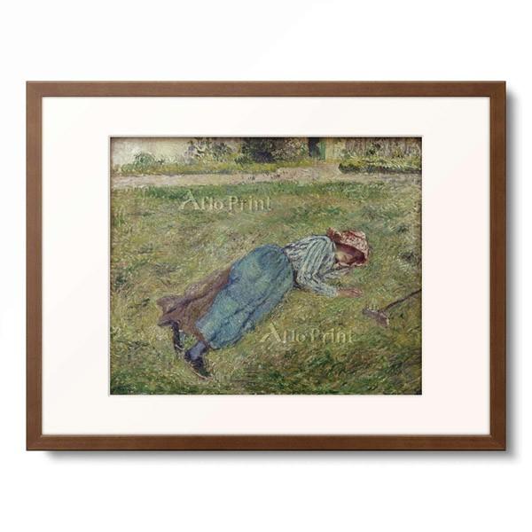 Pissarro, Camille1830-1903,French painter."Le Repos, paysanne couchee dans l’herbe, Pontoise" (Rest, peasant girl lying ...