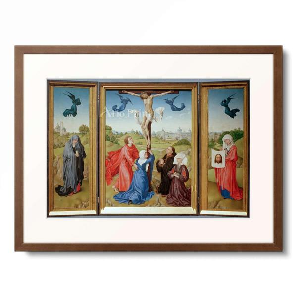 Weyden, Rogier van der1399/1400-1464.“Crucifixion (altarpiece, part of a triptych) ", c. 1440.-(Central panel: Crucifixi...