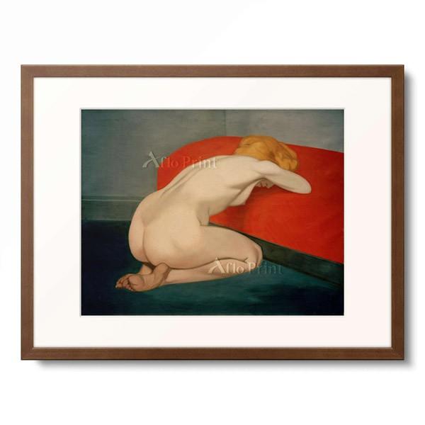 Vallotton, Felix 1865-1925.“Femme nue agenouillee devant un canape rouge” (Female nude kneeling against a red sofa), 191...