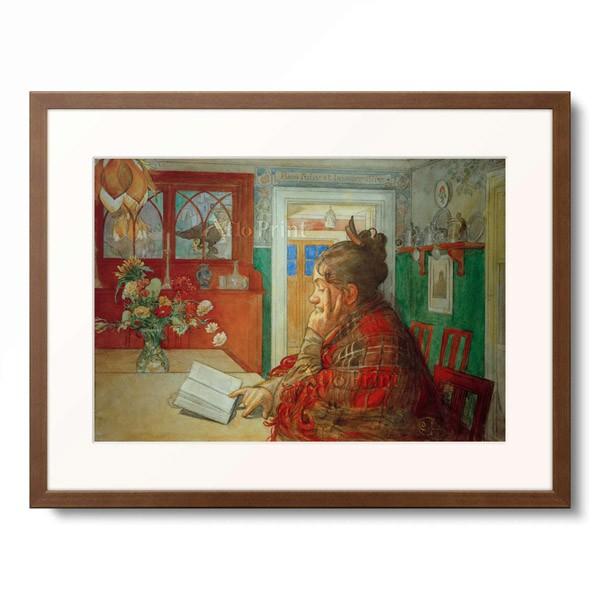 Larsson, Carl; Swedish painter, 1853-1919.“Karin reading”, 1904. (Karin, wife of the artist in the dining room; in the b...