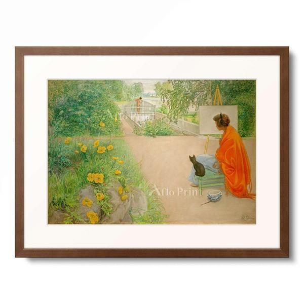 Larsson, Carl1853-1919,Swedish painter.“The Bridge”, 1912. (Larsson’s daughter Lisbeth at the easel in the garden of “Li...