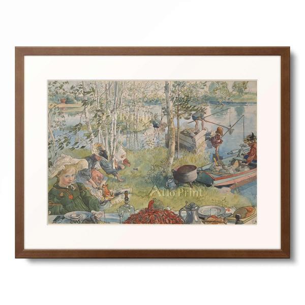 Larsson, Carl; 1853-1919.“Catching crabs” ("Crayfishing"), 1897. (The artist’s family having a crab feast; in front Lisb...