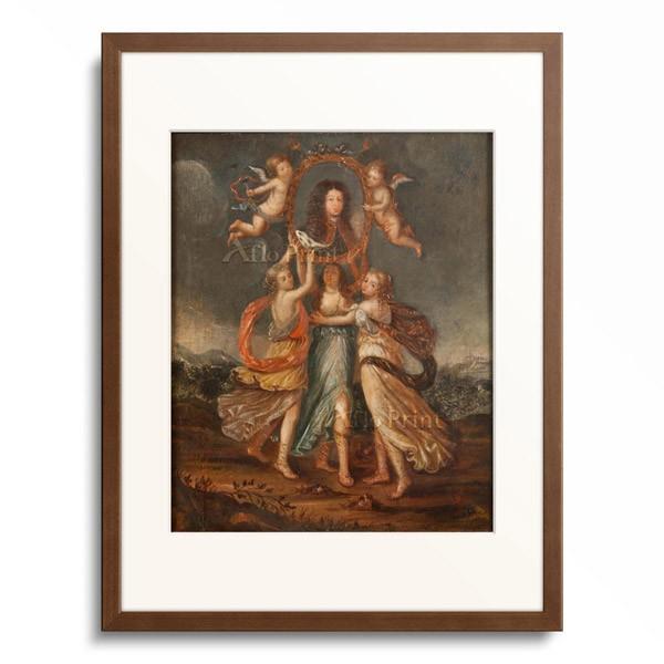 Charles XI, King of Sweden (1660-97). Stockholm 24.11.1655 - ibid. 5.4.1697."Three Allegorical Figures Bearing the Portr...