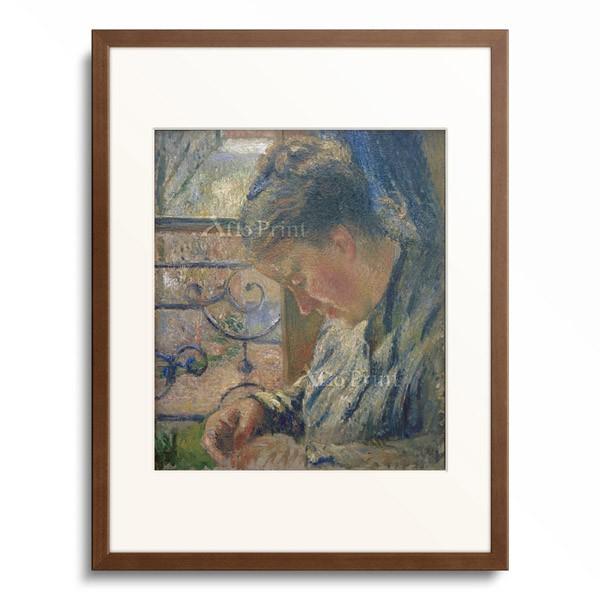 Camille Pissarro.1830-1903.“Mme Pissarro coudre pres d’une fenetre” (Mme Pissarro sewing beside a window), c. 1877.(Juli...