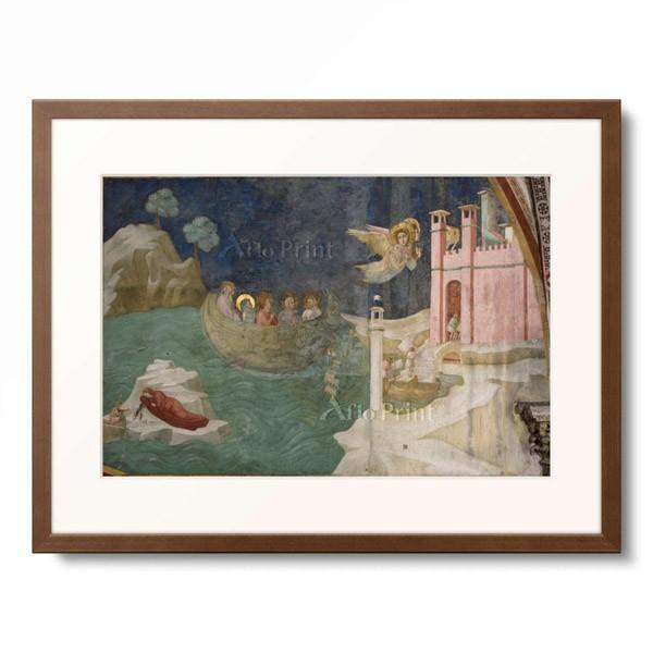 Giotto School,c. 1320."The Arrival of Saints Maximin, Lazarus, Cedonius and Mary Magdalene in Marseille".Fresco.Assisi, ...