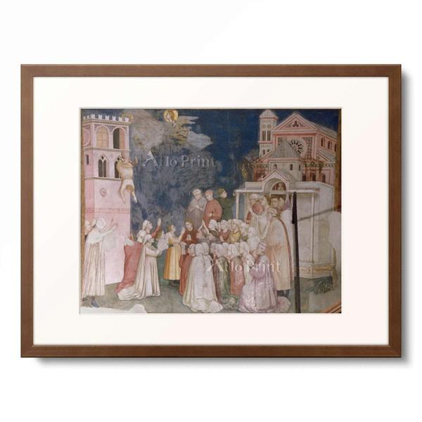 Giotto di Bondone (um 1266 - 1337),workshop.- "St. Francis raises a boy from the dead whofell out of a window".Fresco, c...