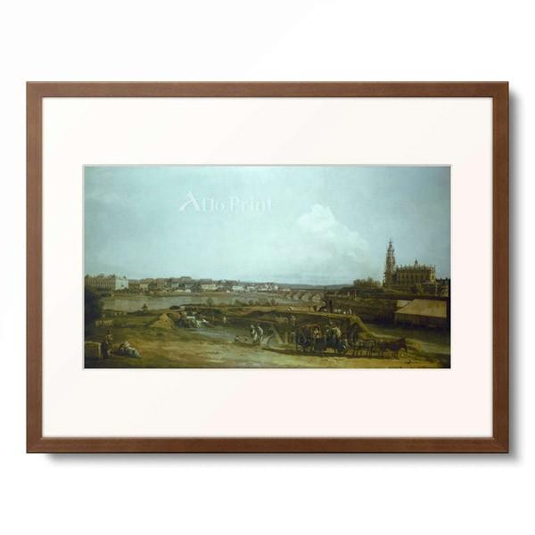 Dresden.Dresden seen from the left bank of the Elbe river, below the fortifications. (View over the Elbe from the left: ...