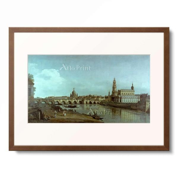 Dresden."Dresden seen from the right bank of the Elbe".(View across the Elbe onto Augustus Bridge, Frauenkirche and the ...