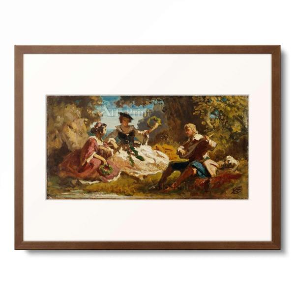 Spitzweg, Carl 1808-1885."Des Saengers Lohn", c. 1880.(A Singer’s Wages).Oil on canvas, 16.5 × 32 cm.Munich, Neue Pinako...