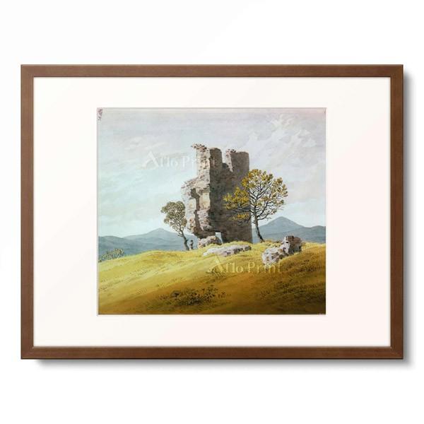 Friedrich, Caspar David 1774-1840."Tower ruin" (Ruin of Castle Teplitz),c. 1828.Watercolour, 18.8 × 21.5cm.Moscow, Pushk...