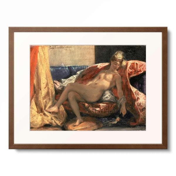 Delacroix, Eugene 1798-1863."Odalisque" (Woman caressing a Parrot),1827.Oil on canvas, 24.5 × 32.5cm.Lyon, Musee des Bea...